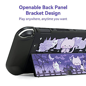 GeekShare Halloween Protective Case Slim Cover Case Compatible with Nintendo Switch OLED and Joy-Con - Shock-Absorption and Anti-Scratch - Spooky Cat