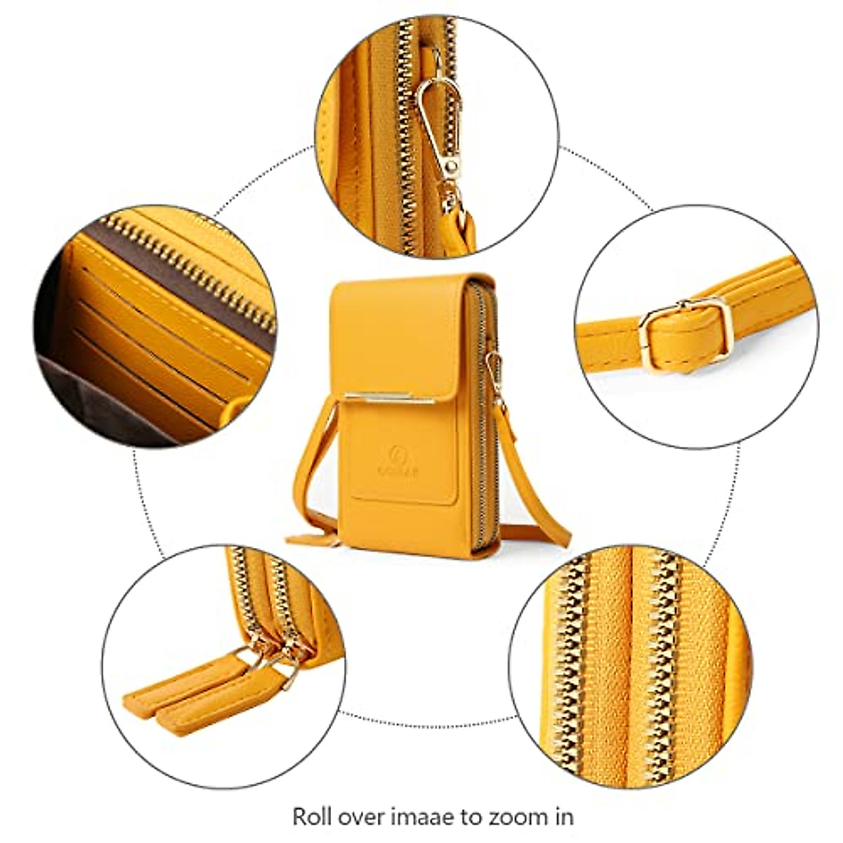 OCINAK Crossbody Cell Phone Purse, Shoulder Bag, Lightweight Mini Cell Phone Purse, Crossbody Phone Bags for Women (YELLOW)