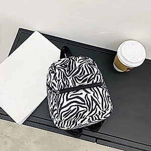 ZEHO Mini Backpack for Teens Small Cute Backpack for Women Girls Lightweight Fashion Small Canvas Daypack, Zebra Print