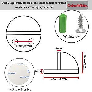 4Pcs Door Stopper,304 Stainless Steel Non-Magnetic Floor Mounted Doorstop Sound Dampening Door Stop Bumper Wall Protetor,with Screws(White)