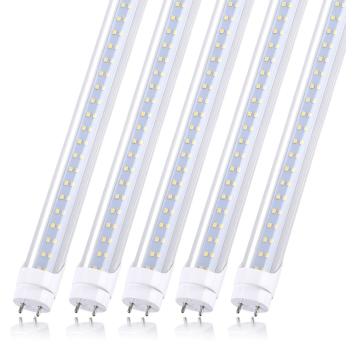 JOMITOP T8 LED Light Bulb 4FT, Ballast Bypass Required, 3360 Lumens, 2pin G13 End Cold White 6000K, Replace 80W Fluorescent Light,Cold White 6000K, Dual-End Powered Clear Cover AC 85-277V 25Pack