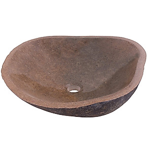 Novatto (NOVB0) Terra Cobblestone Natural Stone Vessel Sink and Brushed Nickel Drain (NOSV-TCBN)