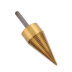 Hex Shank Drill Screw Cone, 42mm Ti Plating Split Tool Twist Firewood Splitter, Tree Stump Breaker Wood Cone Punch Drill Bit