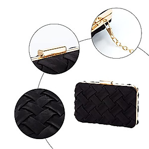 GripIt Elegant Women Woven Clutch Purse for Bridal Wedding Party Handbag Prom Evening Clutch Bags Formal Clutch,Black