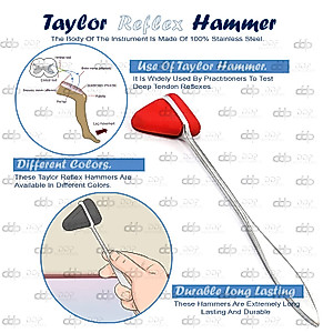 DDP Taylor Hammer Percussion Reflex Rubber Head RED Stainless Steel Instruments