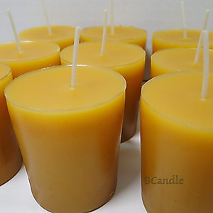 100% Pure Beeswax Votives Candles Organic Hand Made - 2" Tall, 1.5" Thick (Pack of 3) and Glass Votive Candle Holder