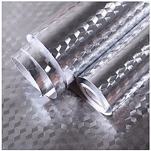 1 Roll Kitchen Sticker Wallpaper, Kitchen Sticker Self Adhesive Kitchen Foil Sticker Oil and Waterproof Cooktop Sticker Suitable for Cabinet countertops and Drawer Liner Shelves. 15.7x118in