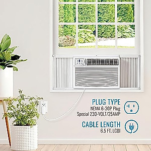 Keystone 18,000 230V Window Air Conditioner, 16,000 BTU Supplemental Heating, Sleep Mode, Remote Control, 24H Timer, AC for Rooms up to 1000 Sq. Ft., KSTHW18A, 18000, White