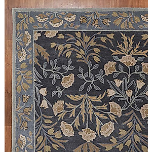 Old Hand Made Floral Blue Tulip Traditional Persian Oriental Woolen Area Rugs (9'x12')