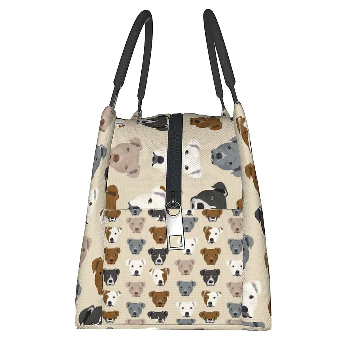 Dog Pitbull Heads Lunch Bag Portable Large Insulation Tote Cooler Cooling Box