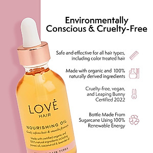 Love Hair - Nourishing , Oil for Scalp & All-Natural Oils for All Hair Types, Paraben & Sulfate-Free, Vegan & Cruelty-Free, 2 Oz
