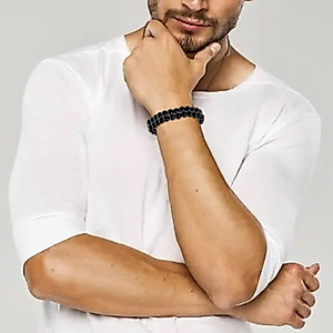 YANCHUN 2pcs Shungite Bracelet Healing Protection Bracelet for Men and Women Stretchy Protection Bracelet (2pcs Black)