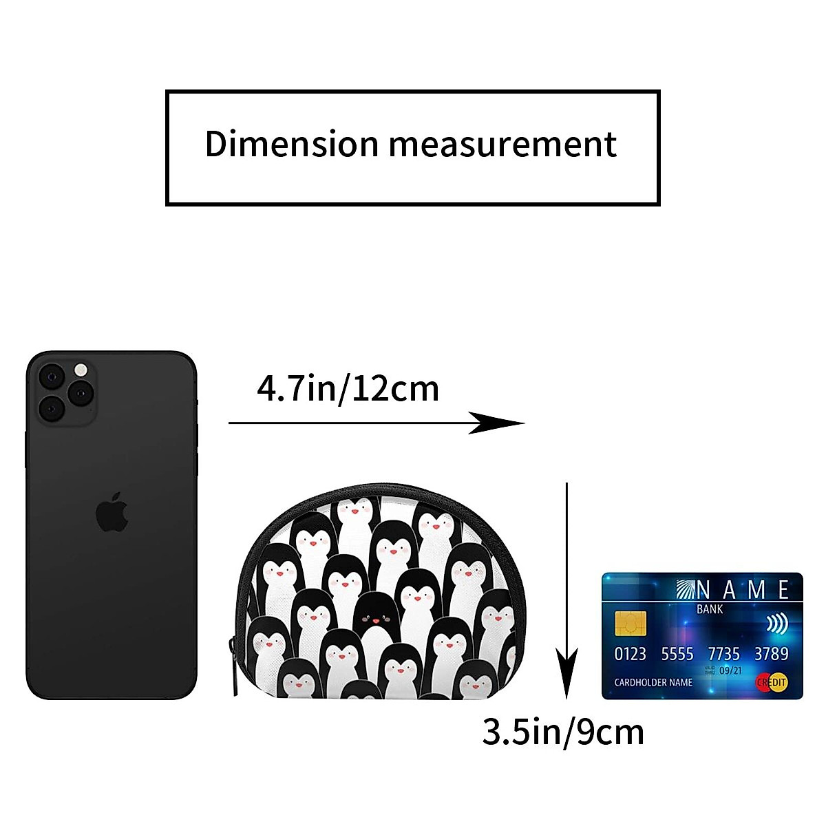 Cute Penguins Print Small coin purse for Women Girls Mini Canvas Pouch Change Wallet Card Holder with Zipper