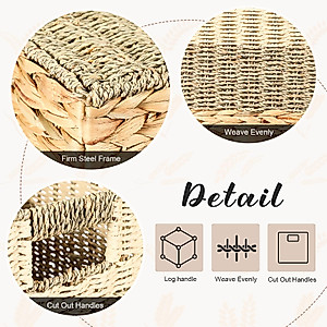 6 Pack Natural Wicker Storage Cubes Baskets 12 x 12 Wicker Basket Laundry Organizer for Cube Shelf, Foldable Square Baskets with Built in Handles for Shelves Decor Inserts