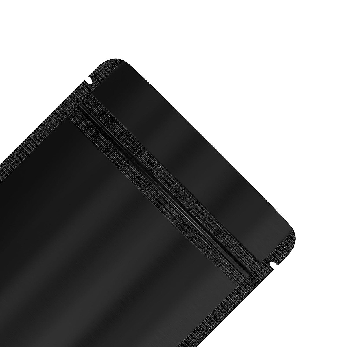 100pcs Frosted Clear Window Stand Up Colored Metallic Foil Resealable Zipper Seal Bags (Black, Standup | 2oz)