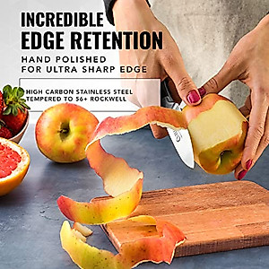 Cutluxe Paring Knife – 3.5" Small Kitchen Knife, Peeling Knife with Razor Sharp Blade – Forged High Carbon German Steel – Full Tang & Ergonomic Handle Design – Artisan Series