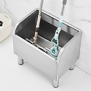 Commercial Floor Mop Sink Stainless Steel Mop Service Basin, Indoor/Outdoor Freestanding Sink Laundry Room Slop Sink Utility Tub Mop Bucket