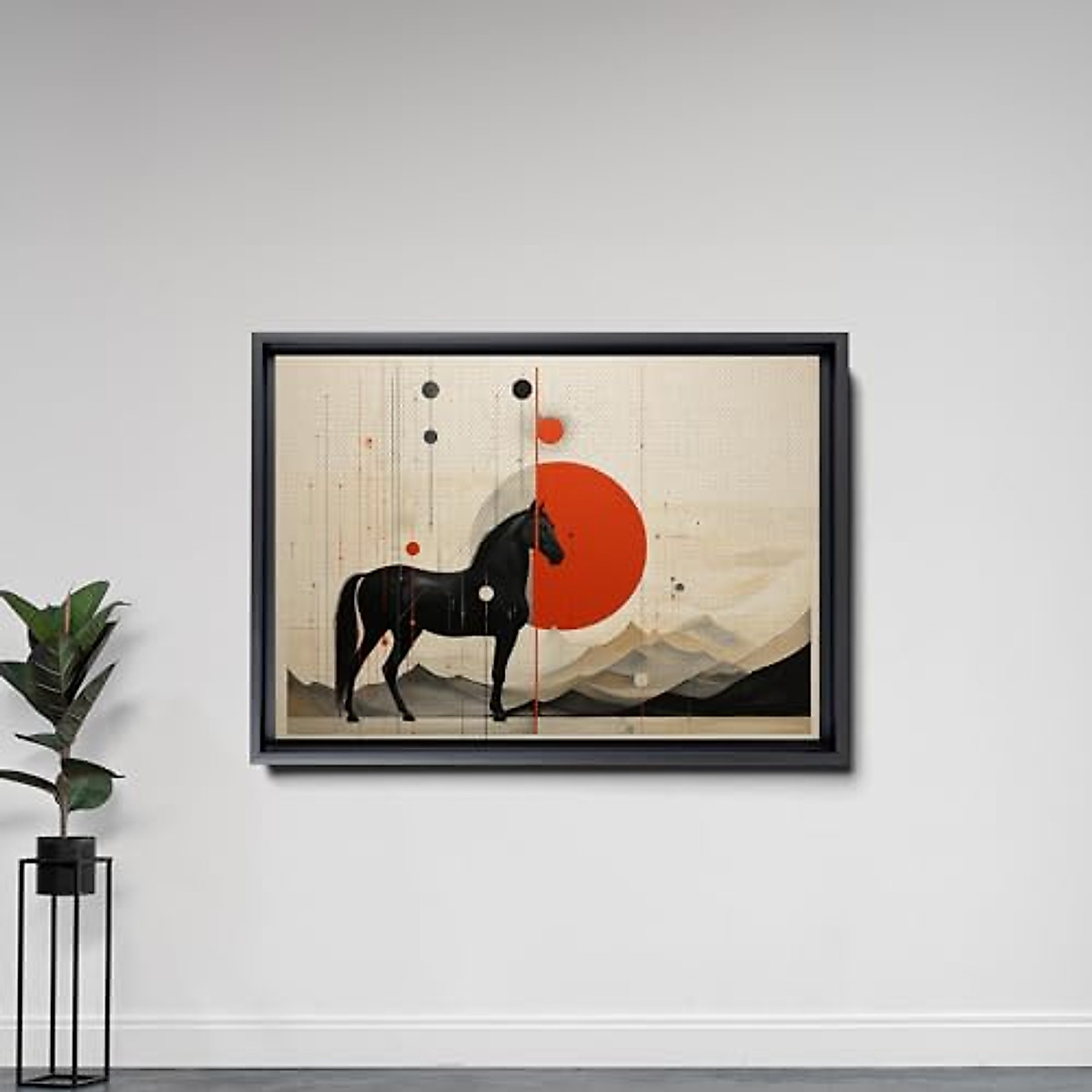 Majestic Black Stallion Galloping In The Clouds, Black Horse On Salt Flats, Canvas Print, Black Horse Print, Black Horse Wall Art