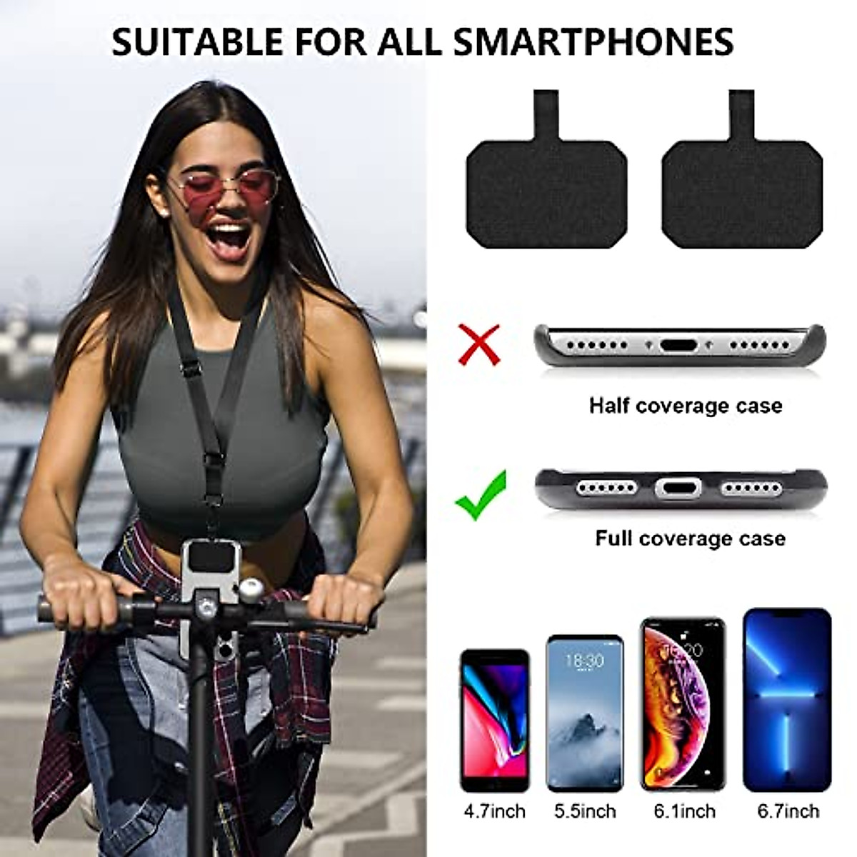 Universal Cell Phone Tether Tab Without Adhesive, 5 Pack Phone Lanyard Replacement Part for Phone Strap,Safety Lanyard Patch (5 PCS)