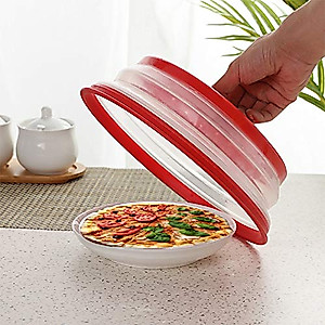 Pack of 2, Collapsible Microwave Food Cover BPA free TPR, 10.5inch, round with grip handle RED+BLUE…