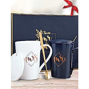 KEDRIAN Mr And Mrs Mug Set, Best Wedding Gifts For Couple Gifts For Newlyweds, Mr And Mrs Gifts, Engagement Gifts For Couples Anniversary, His And Her Gifts For Couples, Wedding Mugs, Marriage Gifts