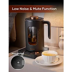 Electric Tea Kettle, INTASTING Glass Electric Kettle with tea Infuser and Precise knob temperature control, 1200W Fast Heating, BPA-Free, Easy to Clean, for Tea and coffee, Dark Grey