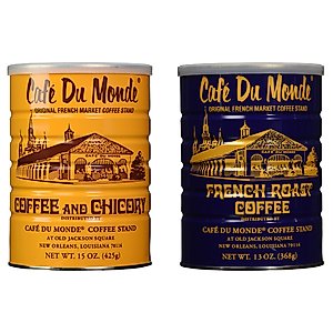 Cafe Du Monde Coffee and Chickory and French Roast Bundle. New Orleans Coffee Bundle Includes One 15 ounce Original Coffee And One 13 Ounce