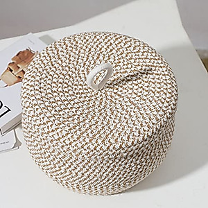 Angoily Round Basket with Lid for Storage, Decorative Basket Cotton Rope Woven Basket With Lid Living Room Bedroom Basket