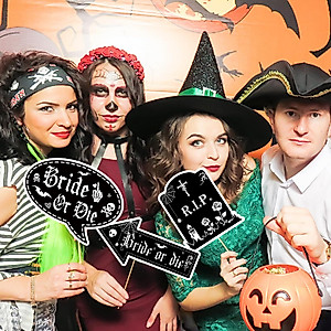 22 PCS Bride Or Die Photo Booth Props- Gothic Bachelorette Decorations for Women Girls, Bridal Shower Engagement Wedding Decorations Rip Single Life for Till Death Do Us Party Supplies