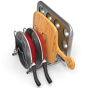 Simple Houseware Cabinet Pantry Pot and Pan Organizer Holder Rack, Chrome