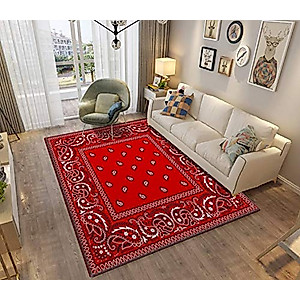Bandana Red Area Rugs Non-Slip Floor Mat Doormats Home Runner Rug Carpet for Bedroom Indoor Outdoor Kids Play Mat Nursery Throw Rugs Yoga Mat