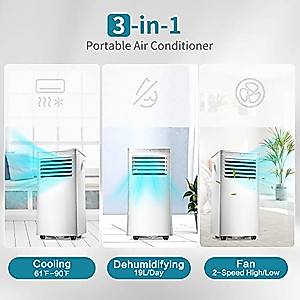 Kismile Portable Air Conditioners 8,000 BTU,Cooling, Dehumidifier & Fan 3-in-1,Air Conditioner Portable with Remote Control, Quiet AC Unit for Room/Office