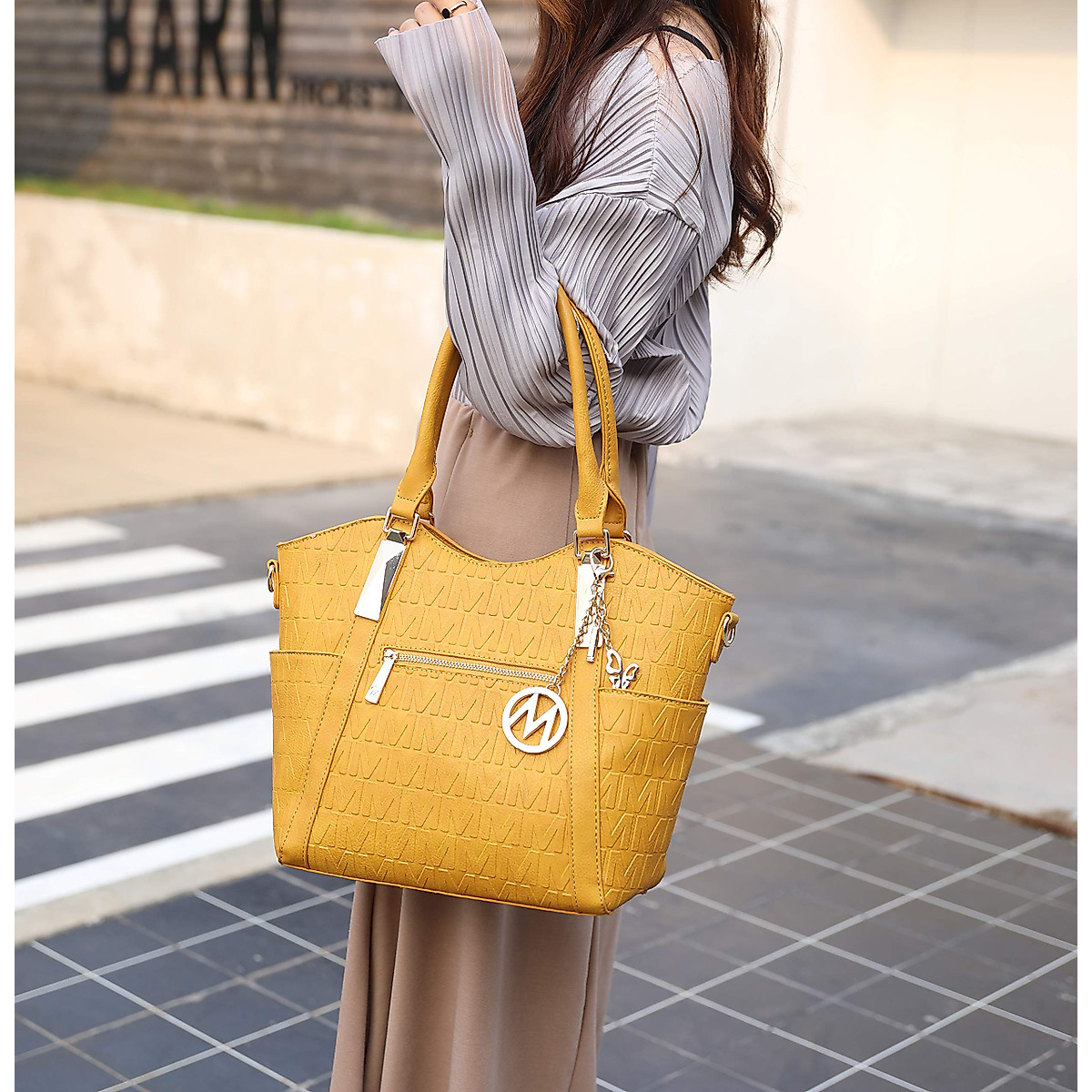 MKF Collection Tote Bag for Women Vegan Leather Satchel Handbag Crossbody Top-Handle Purse, Ladies Shoulder Bag By Mia K