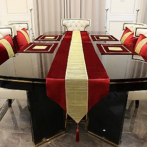 San Tungus Sequined Rhinestone Washable Placemats 30 x 40 cm for Indoor, Outdoor, Wedding (Red, 4 Pack, 12x16 inches)