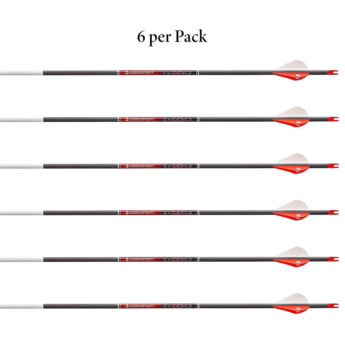 BLOODSPORT Evidence Precise Durable Carbon Fletched Hunting Arrow for Compound Bow - 31" Length.165 Micro-Diameter.001 Straightness, 6 Pack, 300 Spine,Black