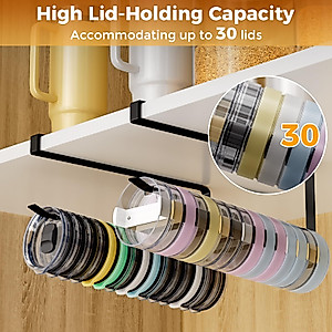 2 PCS Tumbler Lid Organizers, Ample Lid Capacity Up to 30 Lids, No Adhesive No Drill Yeti Lid Organizer Holder Inside Cabinet, Space-Saving Yeti Tumbler Cup Lid Holder, Christmas Gift for Women Mom