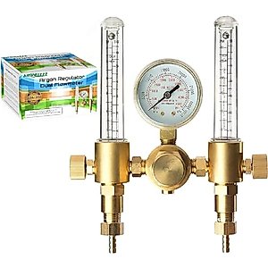 Argon Regulator Dual Co2 Flowmeter for TIG MIG Welder Gas and back purge 60 SFCH - CGA 580 inlet connection and 5/8" x 18RH outlet fitting - Accurate Gas Metering Delivery System by Manatee