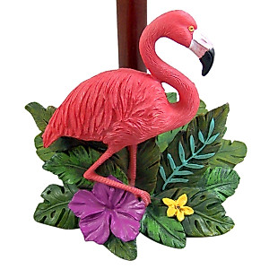 Tropical Flamingo and Palm Leaf Paper Towel Holder, 15 Inches