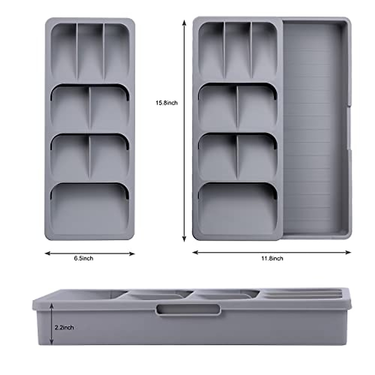 Silverware Organizer Storage Tray,Cutlery Expandable Organizer for Kitchen Drawer Holding Flatware Spoons Forks In-Drawer Knife Block,Kitchen Knife Drawer Organizer