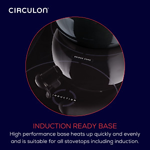 Circulon Enamel on Steel Whistling Teakettle/Teapot With Flip-Up Spout, 2 Quart - Black