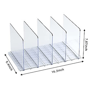 DSstyles Purse Organizer for Closet, Adjustable Acrylic Shelf Divider for Clothes Purses Handbag Closet Organizer, Adjustable for Bedroom, Kitchen, Cabinets, 5 Pack, Clear
