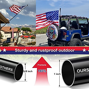 Barcetine American Flag Poles for Outside House - 5ft Tangle Free Flag Pole for House with Holder Bracket,Residential Flagpole Kit for Outdoor Porch Garage Boat Truck - Black