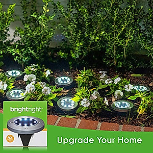 BrightRight Outdoor Solar Pathway Disk Lights (12 Lights) 8 White LED, Waterproof Decorative Landscape Lighting for Yard, Garden, Patio, Lawn, Deck, Pathway, Driveway - Dusk to Dawn
