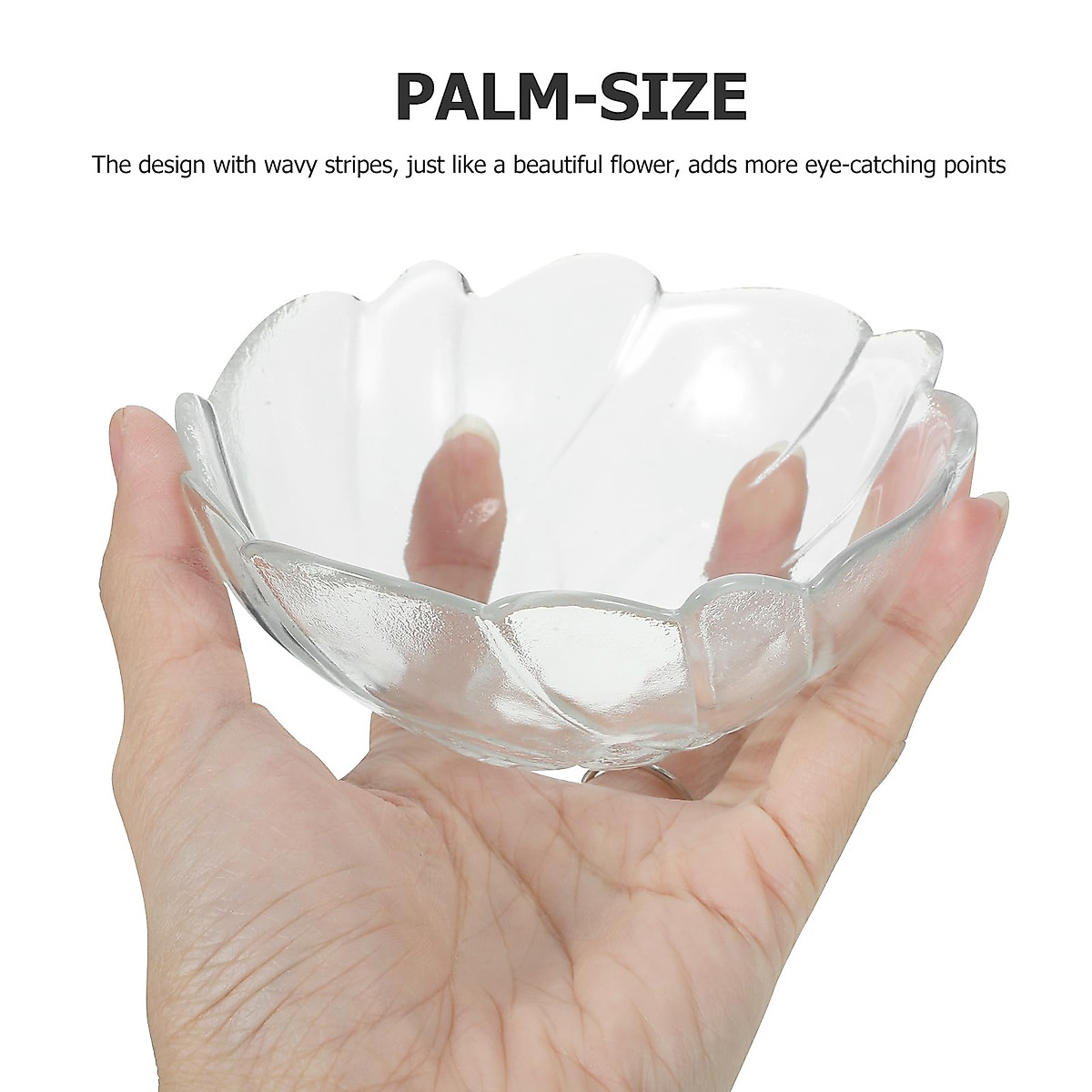 Clear Glass Bowl Glass Wave Bowl, Salad Mixing Bowl Glass Transparent Serving Bowl Appetizer Bowl for Home Kitchen Restaurant Lunch Bowl