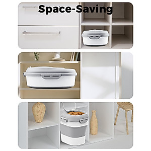 Rice Storage Containers, Collapsible 20-50Lbs Food Storage Bin with Rolling Wheel Airtight Lid,Flour Storage Container with Small Food Container & Scoop for Flour, Sugar, Cereal and Dog Cat Pet food