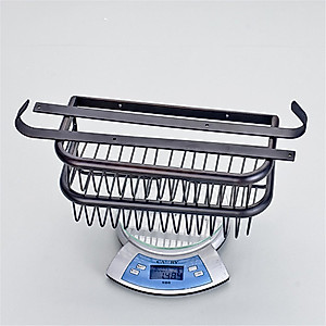 Weirun Bathroom Brass Square 2-Tier Corner Shelf Basket with Towel Hook Bath Shower Caddy Storage Organizer Holder Rack Heavy Duty Wall Mounted,Oil Rubbed Bronze