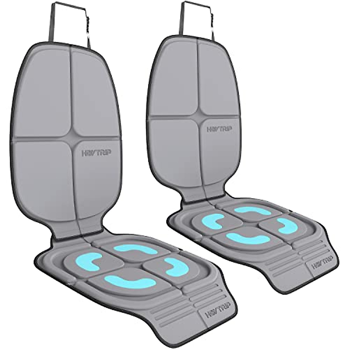 HEYTRIP Car Seat Protector, 2 Packs, Rear-Facing/Forward Facing Car Seat Mat for 0~12 Years Old Children, Waterproof, Easy Cleanup, Non-Slip, Fit Most Car Seats(Light Grey Blue)