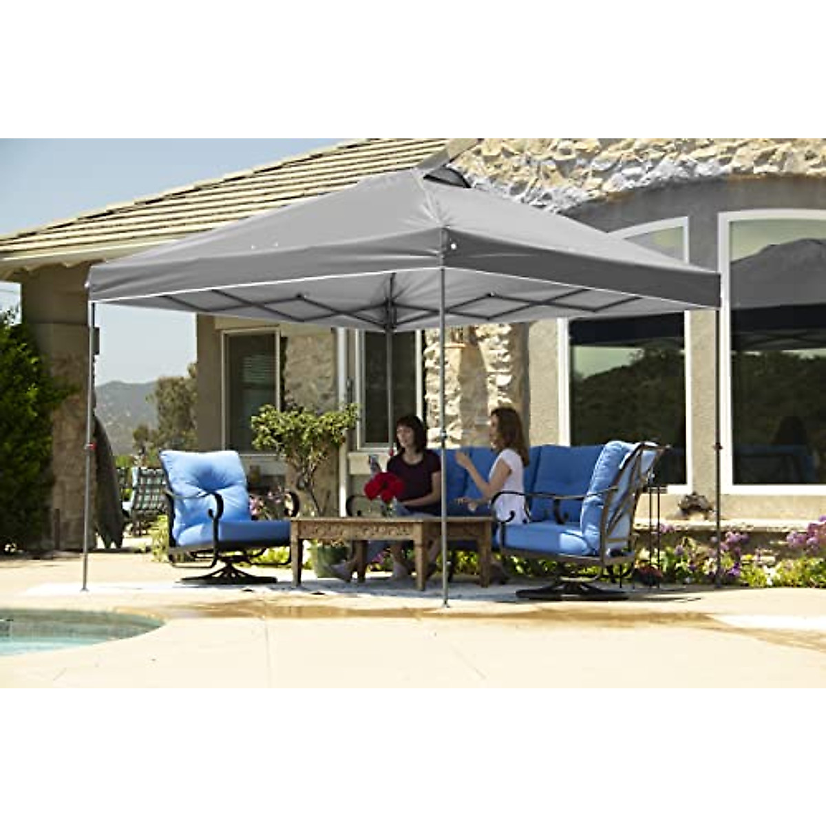 CROWN SHADES Canopy Tent 10x10 One Push Pop up Canopy Easy Up Canopy Bonus Carry Bag, 8 Stakes, 4 Ropes, Grey