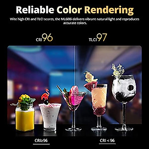 Godox ML60Bi ML60 Bi 60W Bi-Color LED Light Silent Mode Portable Brightness Adjustment Support Li-ion Outdoor LED Light with 2X NP970 Lithium Battery