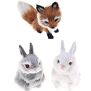 GUDVES Mini Realistic Cute Plush Rabbits Fur Lifelike Animal Easter Bunny Simulation Toy Model Gift Miniatures Decorations (Rabbit Plush Toys-B)